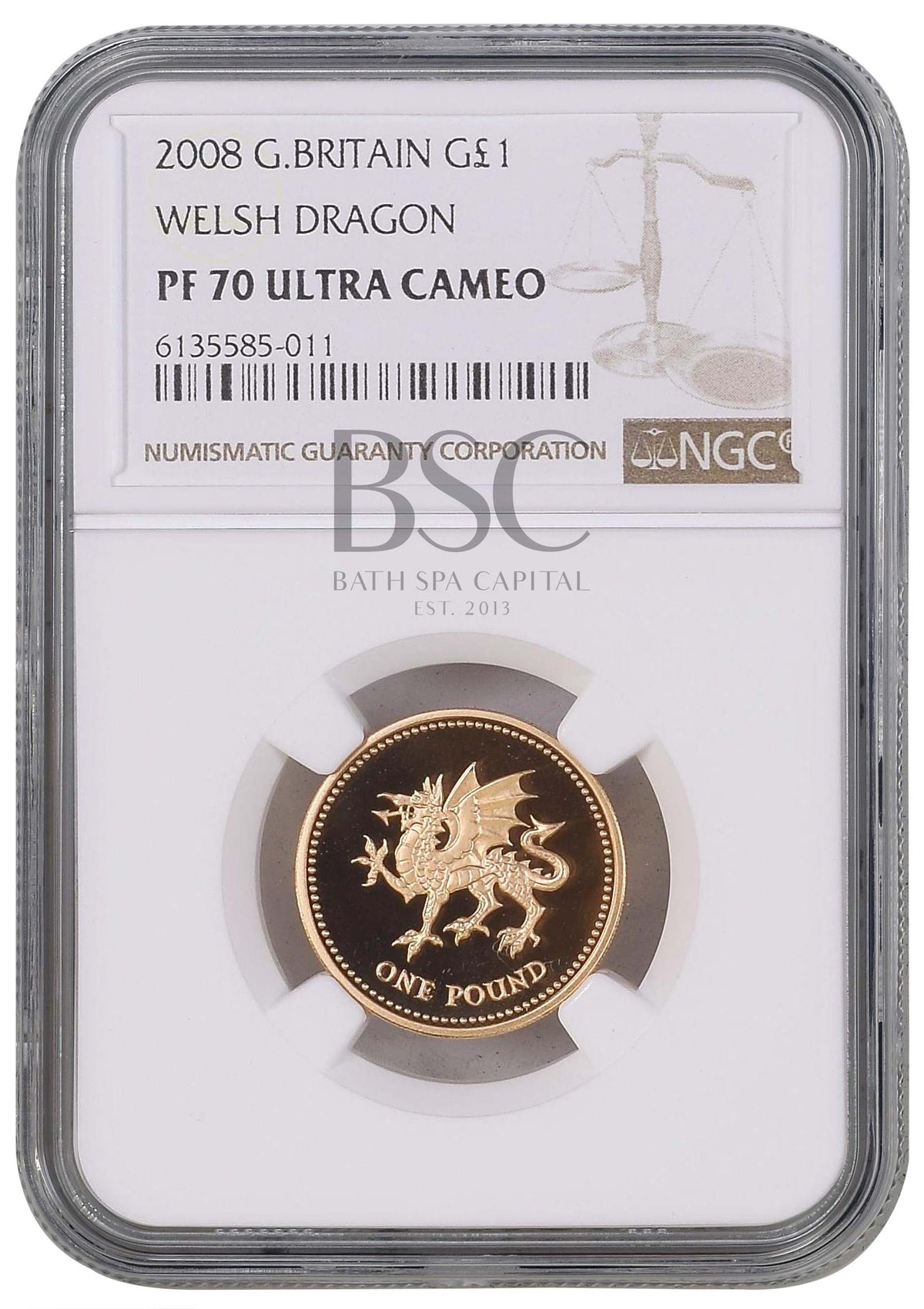 Elizabeth II, 2008 Gold Proof "Welsh Dragon" One Pound NGC PF70 Ultra ...
